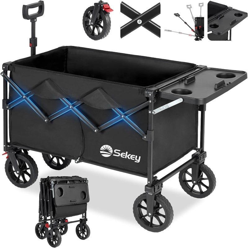 Sekey 250L Collapsible Wagon with Folding Table and Drink Holders, Fol